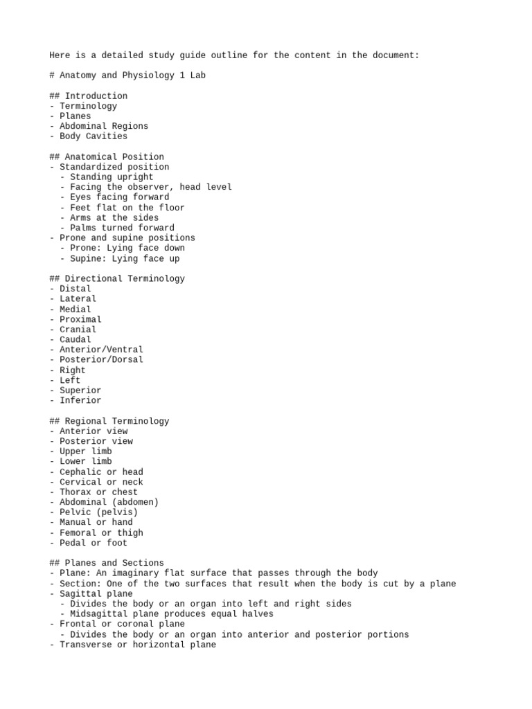 study_guide_AHS_131_Lab_1_PP-5 | PDF | Anatomical Terms Of Location