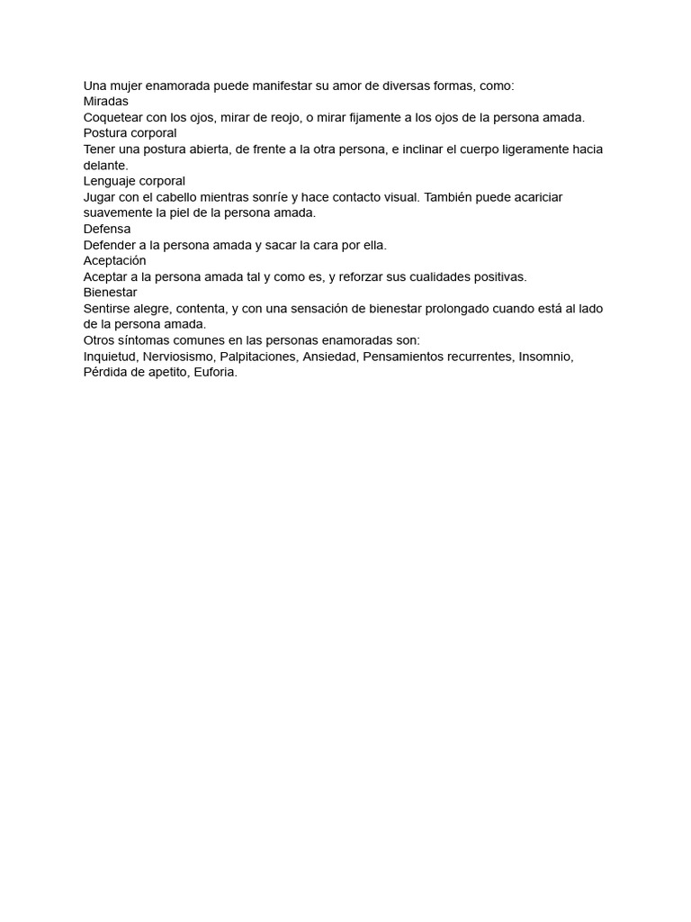 Señales de amor en mujeres enamoradas | PDF