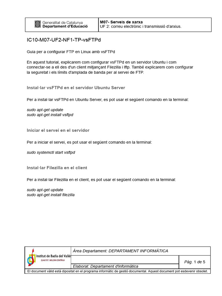 IC10 M07 UF2 NF1 TP VSFTPD | PDF