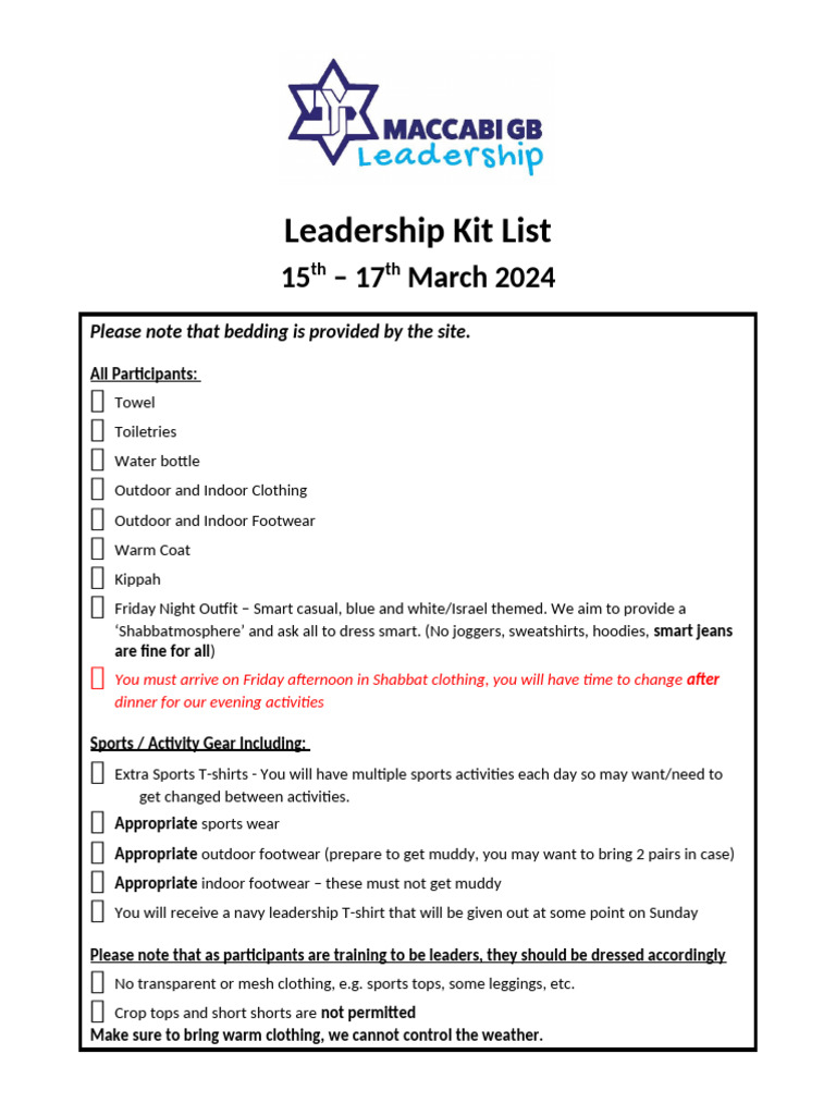 Kit List | PDF