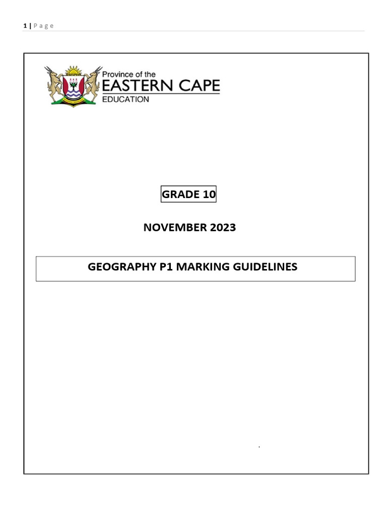 Grade 10 Geography P1 Memo Nov 2023 | PDF | Volcano | Stratosphere