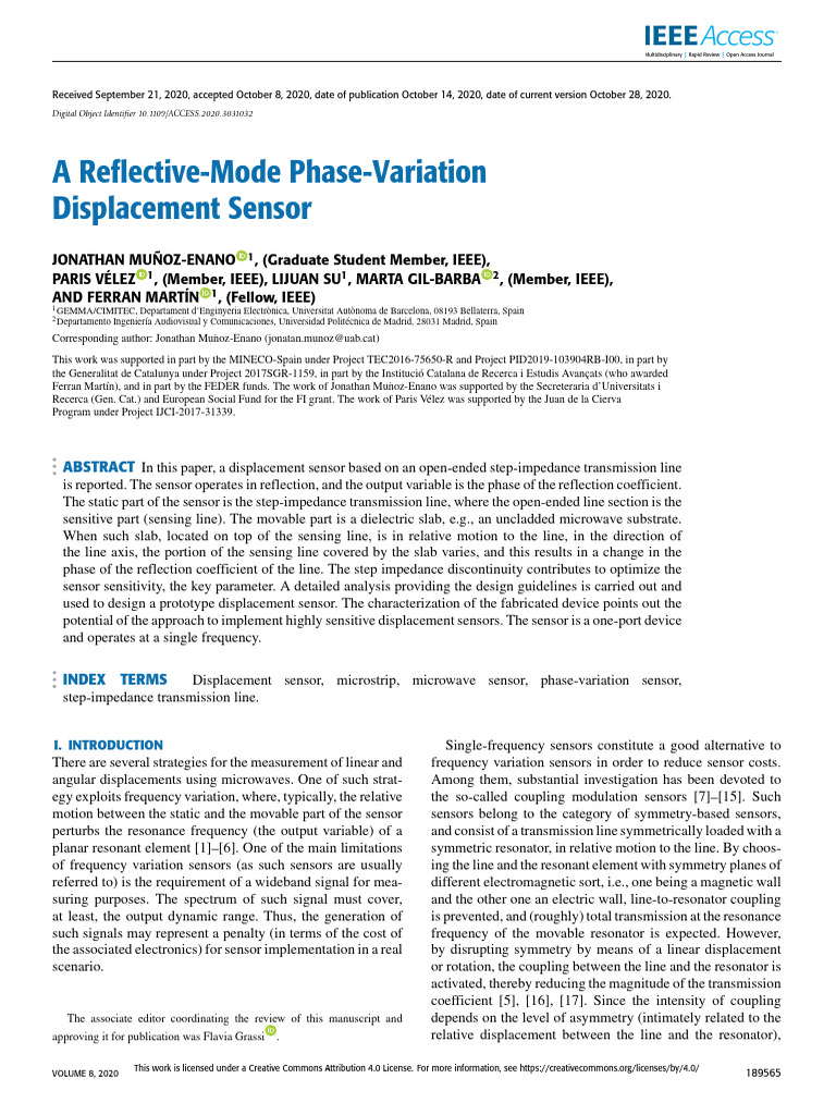 A Reflective-Mode Phase-Variation Displacement Sensor | PDF ...