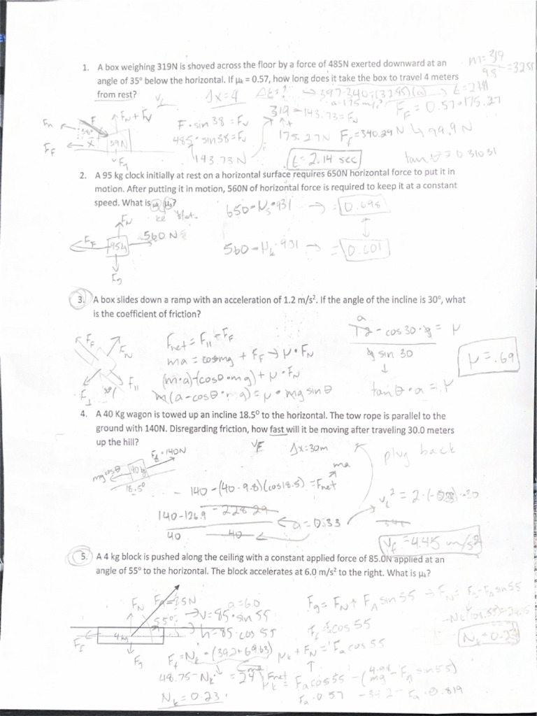 Physics Friction Problems | PDF