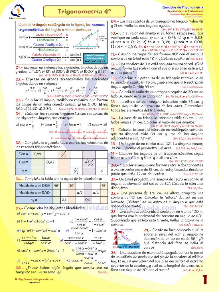 Trigo 4 Eso | PDF | Triángulo | Trigonometría