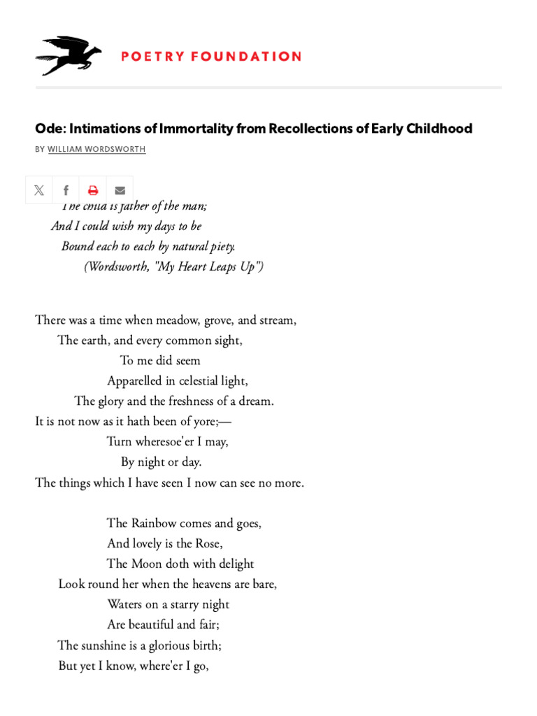 Ode_ Intimations of Immortality From… _ the Poetry Foundation (1) | PDF