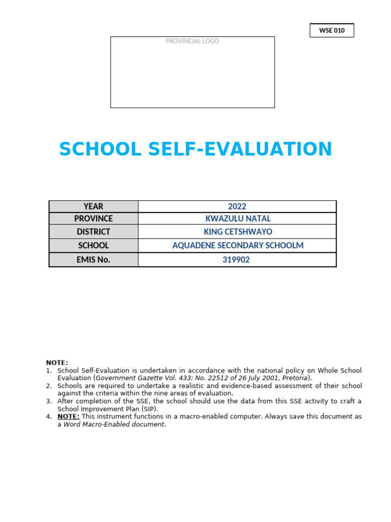School Self-Evaluation Guide 2022 | PDF | Teachers | Schools