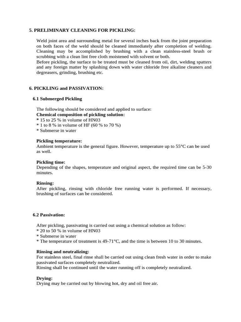 Pickling and Passivation Guide | PDF | Water | Welding