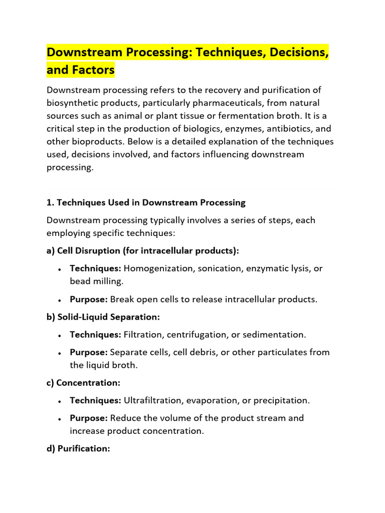 Downstream Processing, HLPC, Steps Related To DSP | PDF | High ...