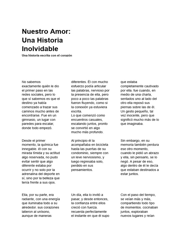 Nuestro Amor - Una Historia Inolvidable | PDF | Amor