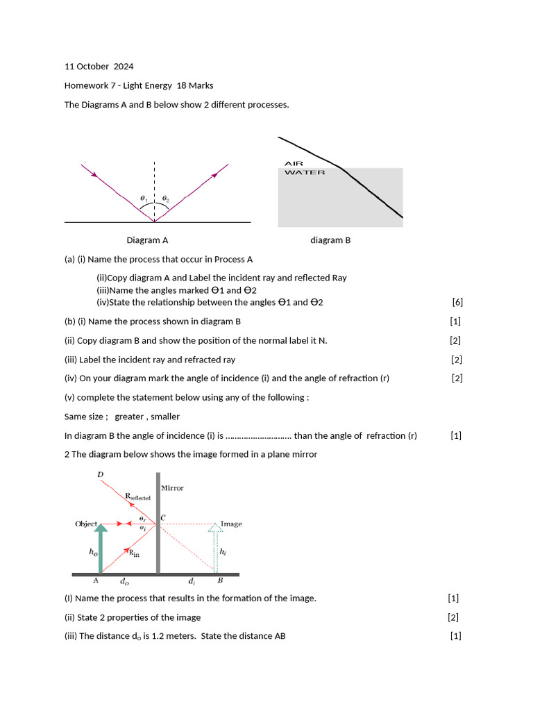 Homework 7 - Light Energy | PDF
