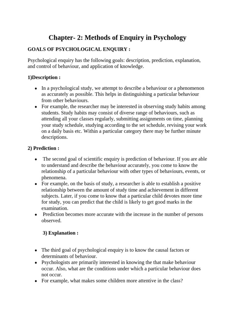 Goals and Methods of Psychological Inquiry | PDF | Experiment | Survey ...