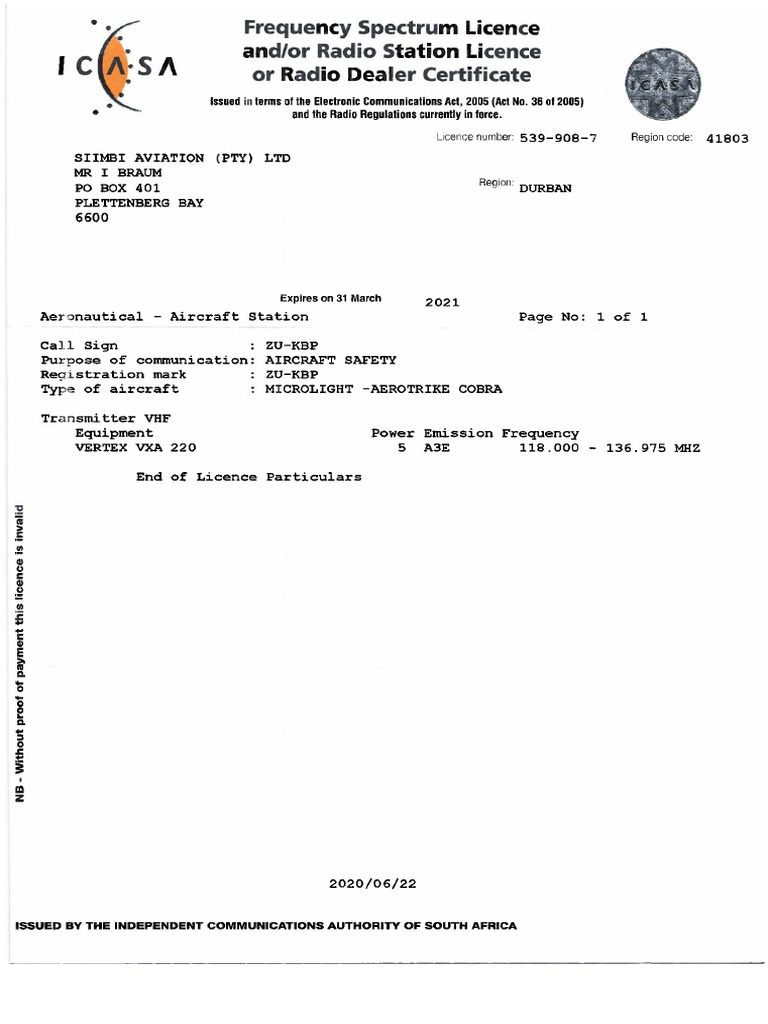 Radio License | PDF