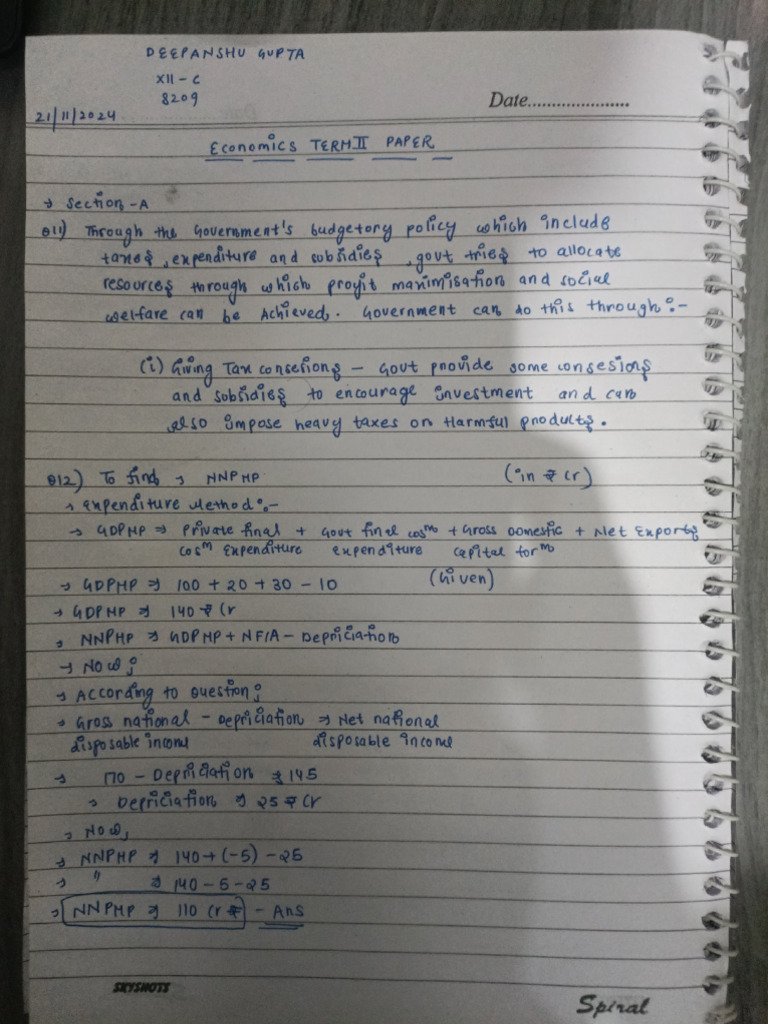 Deepanshu Gupta Economics Term 2 Paper | PDF