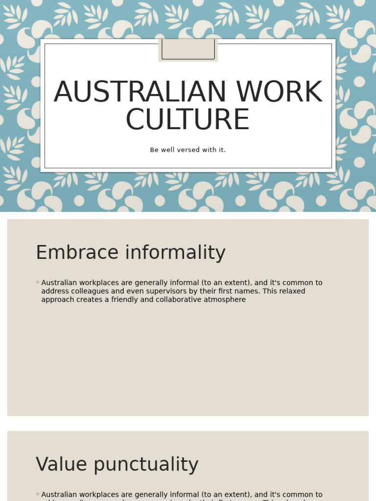 Understanding Australian Work Culture | PDF