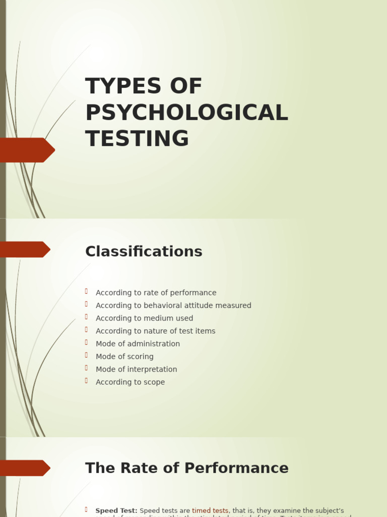 Lecture 2 - Types of Psychological Testing | PDF | Psychological ...