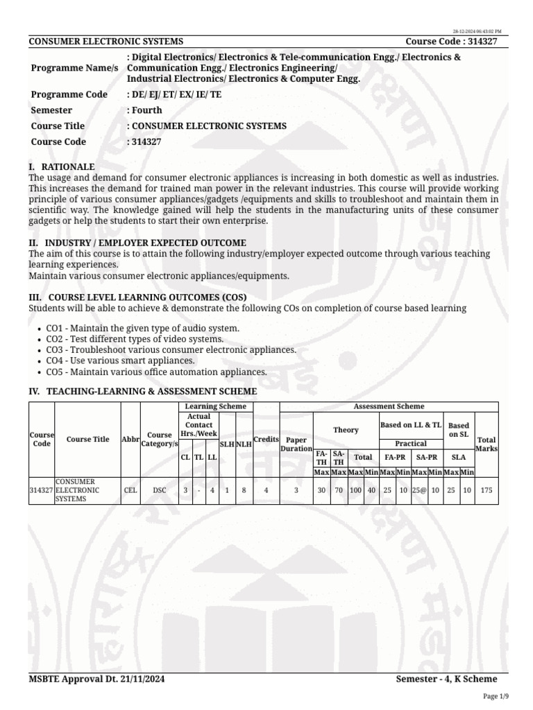 314327-Consumer Electronic Systems | PDF | Amplifier | Microphone