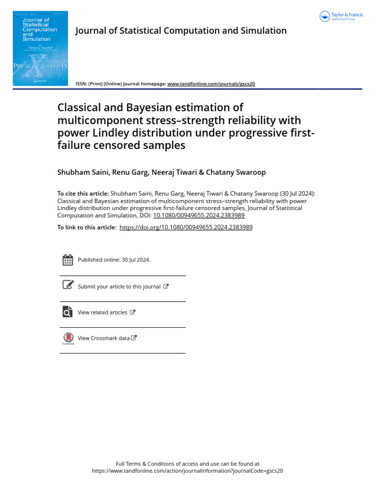 10_Classical and Bayesian estimation of multicomponent stress strength ... 10_Classical and Bayesian estimation of multicomponent stress strength ...