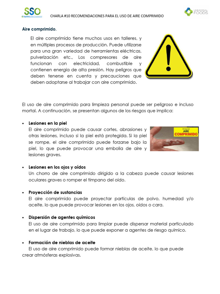 Seguridad en el Uso de Aire Comprimido | PDF