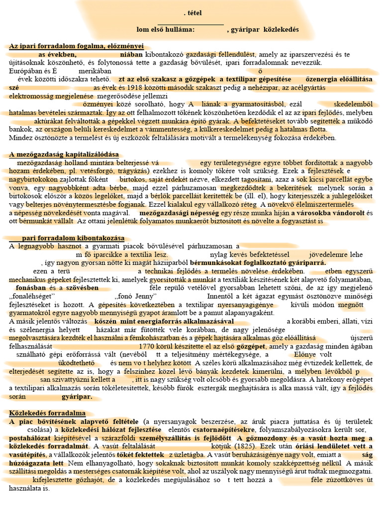 7 - Tétel - Az Első Ipari Forradalom | PDF