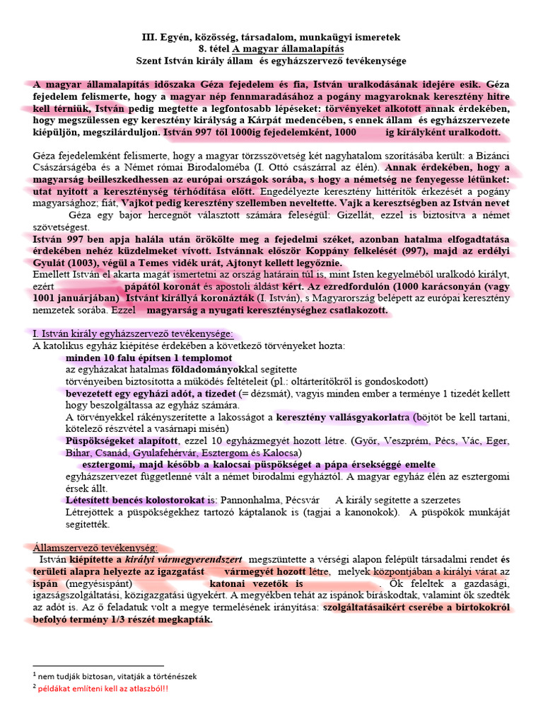 8 Tétel Államalapítás | PDF