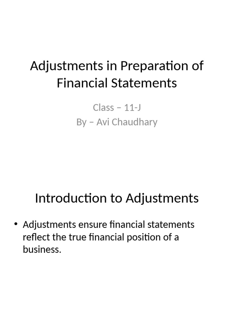 Financial Statement Adjustments Explained | PDF