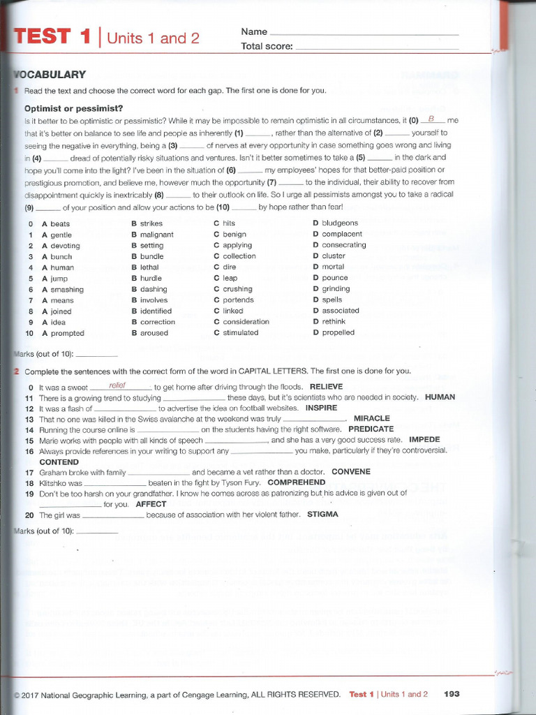 Revision Tests 1 - 2 - 3 | PDF