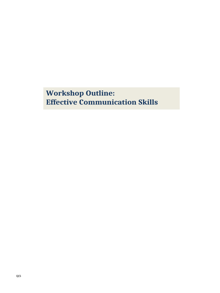 Effective Communication Skills - Program Outline 2023 | PDF ...