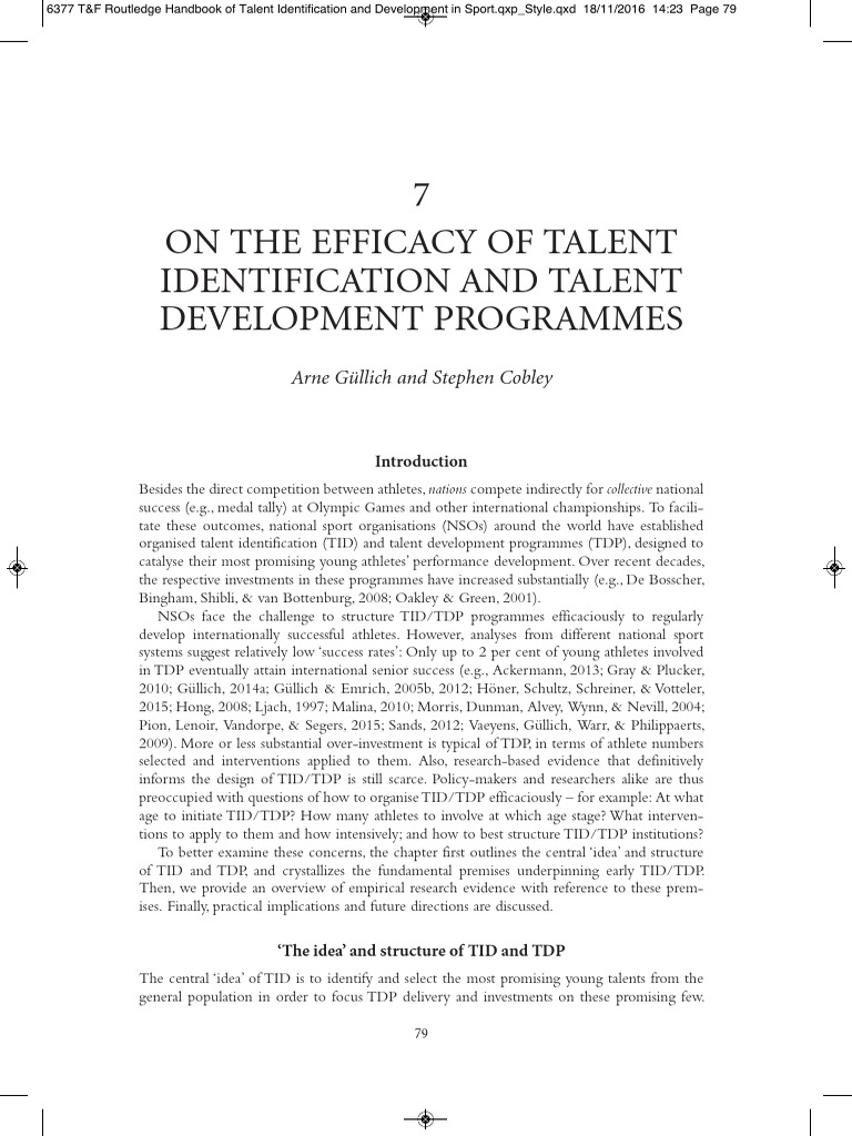 Talent Identification and Development Efficacy | PDF