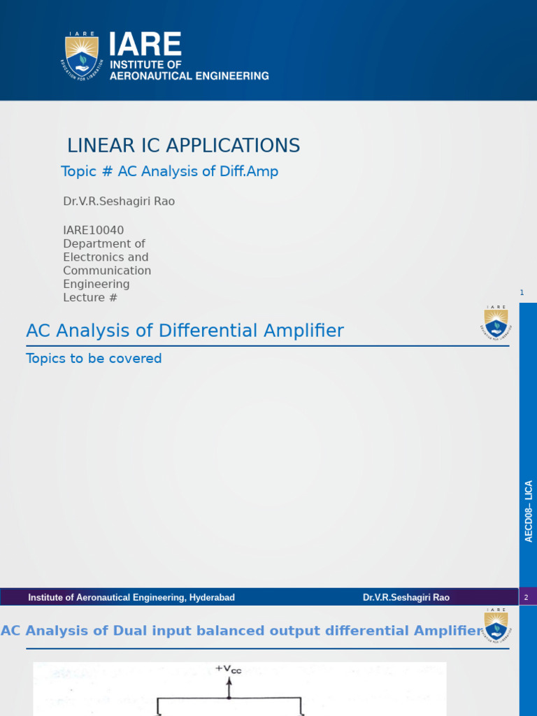 AC Analysis of Differential Amplifier | PDF | Amplifier | Electrical ...