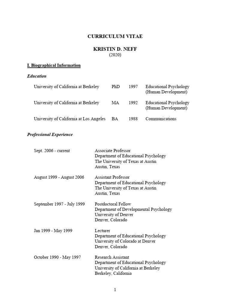 Kristin Neff: Self-Compassion Expertise | PDF | Psychology ...