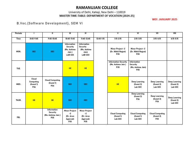 Student-Wise Time-Table | PDF | Computing