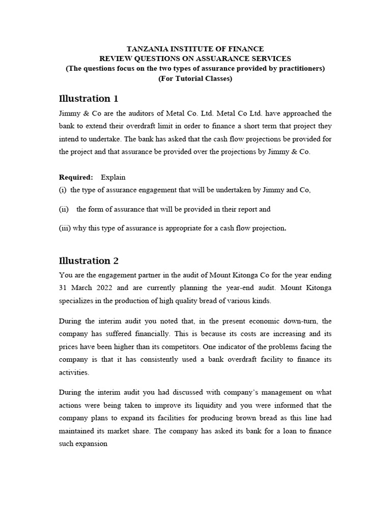 ASSURANCE REVIEW QUESTIONS 3RD YEAR (1) | PDF | Audit | Auditor's Report