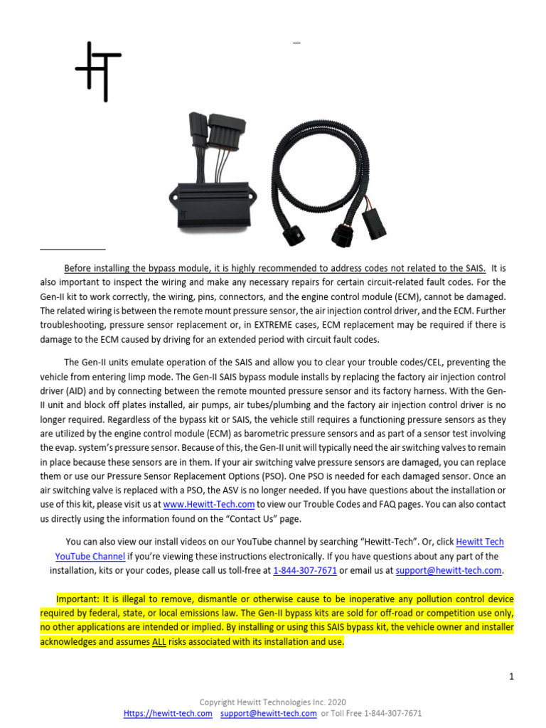 Gen II Install Instructions 2.7L Tacoma Rev1 | PDF | Electrical ...