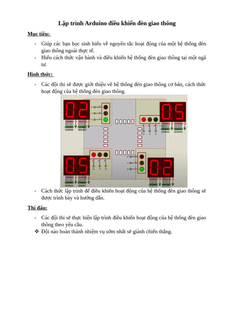 TRẠM 5- ĐHTV-Lập Trình Arduino Điều Khiển Đèn Giao Thông | PDF
