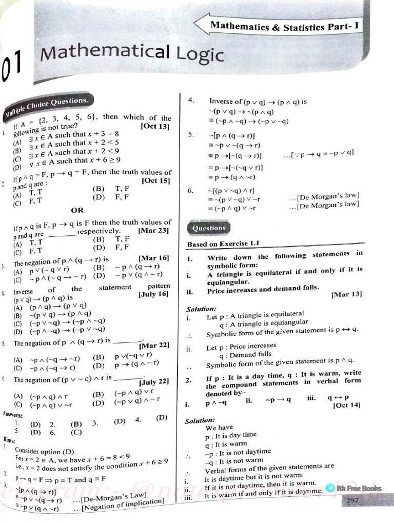 HSC Class 12 Maths 1 Solutions Guide | PDF