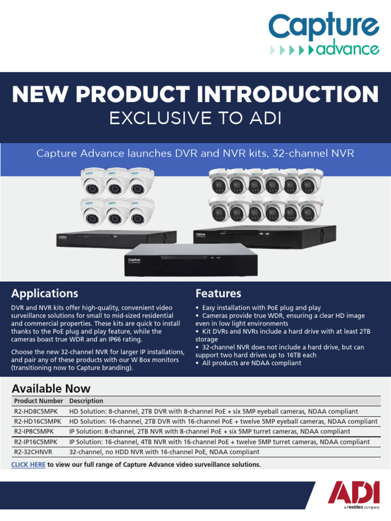 Capture Advance DVR & NVR Kits Launch | PDF