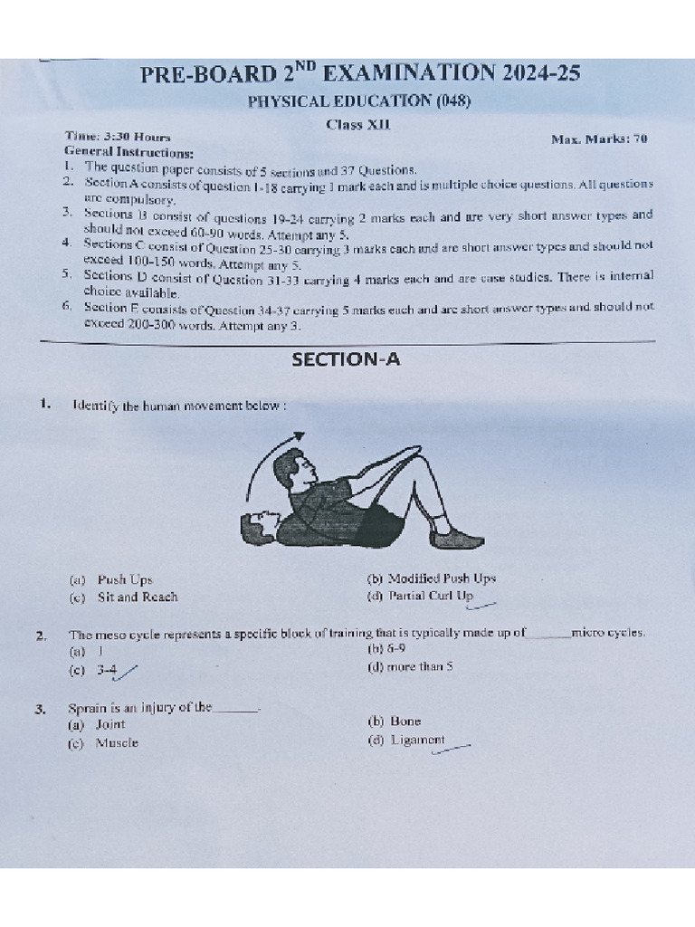 PhE Pre Board exam Questions paper | PDF