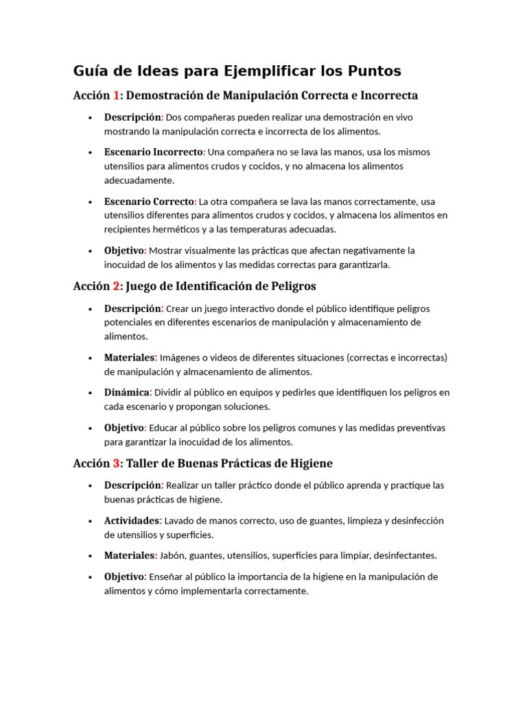 Guía de Ideas Para Ejemplificar Los Puntos | PDF