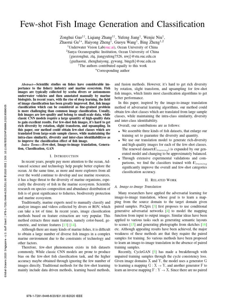 Few-Shot Fish Image Generation Techniques | PDF | Biodiversity | Experiment