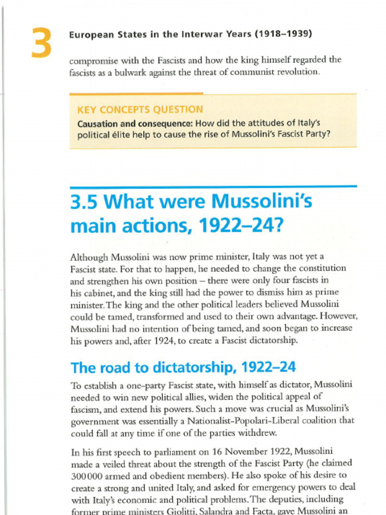Mussolini From Prime Minister To Dictator Reading Packet 3 - Kelly ...