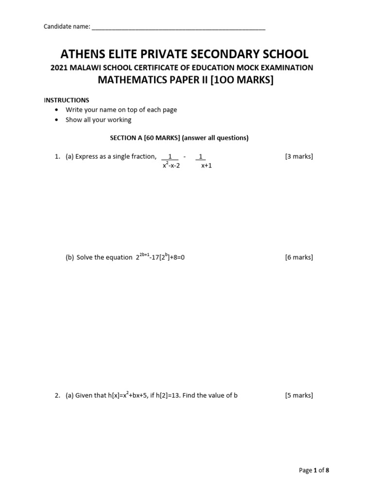 2021 - ATHENS MSCE Mock MATHS - P2 | PDF | Euclidean Geometry | Elementary Geometry