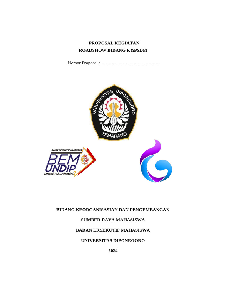 TEMPLATE PROPOSAL KEGIATAN PROKER - BEM Undip 2024 | PDF