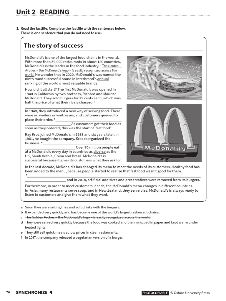 Text Unit_2_reading | PDF | Mc Donald's | Fast Food