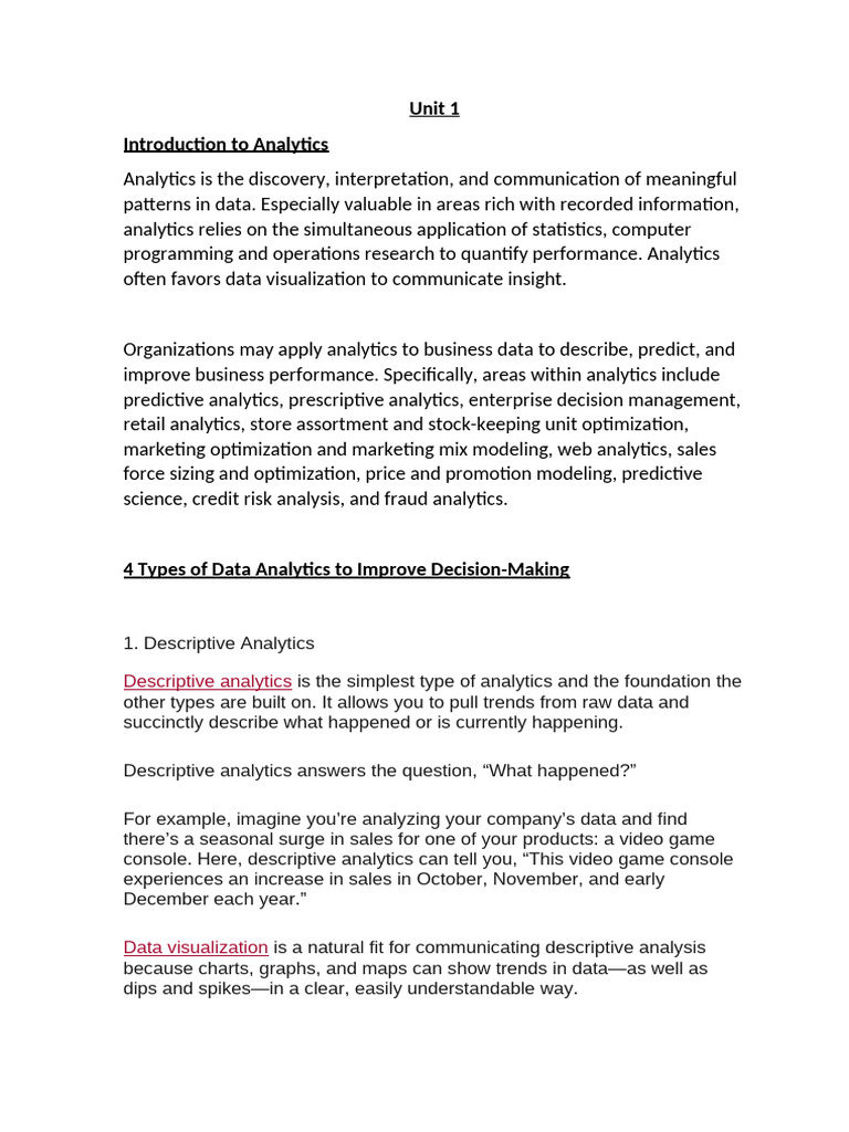 Unit 1-2 | PDF | Analytics | Predictive Analytics