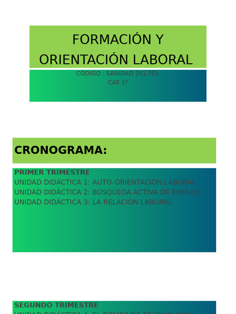 Formación y Orientación Laboral | PDF | Las condiciones de trabajo | Empleo