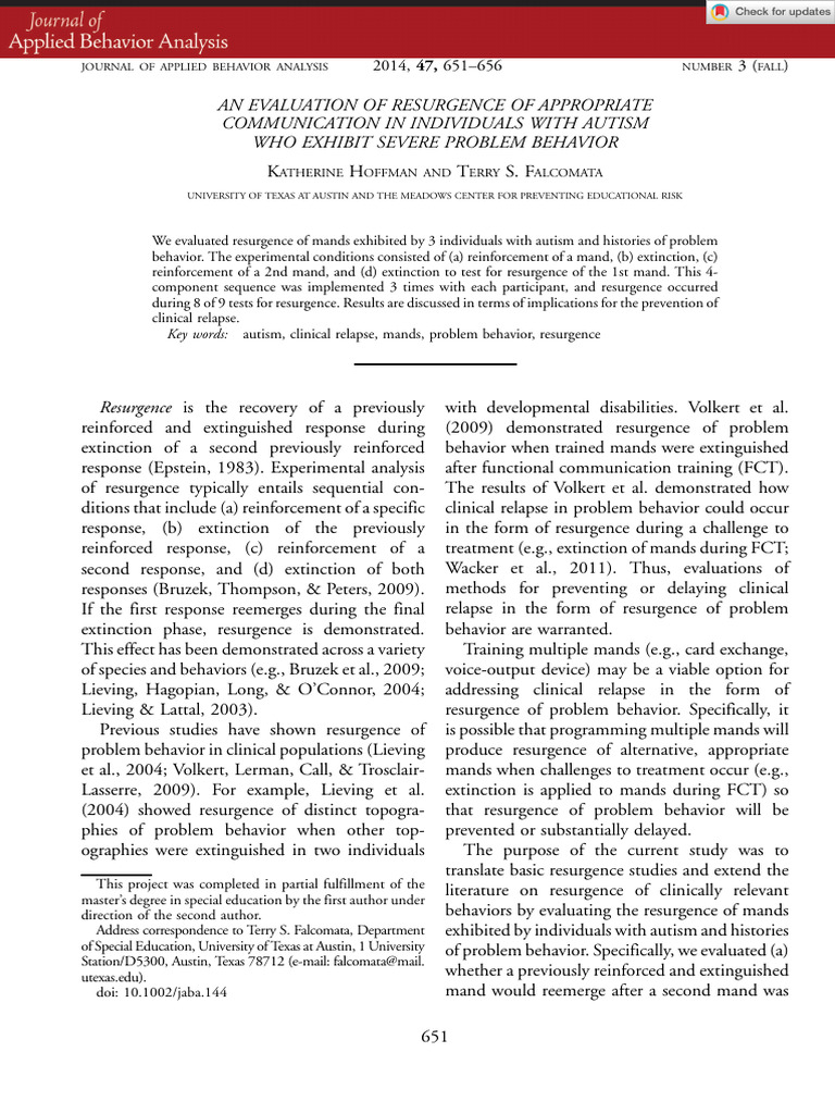 An Evaluation of Resurgence of Appropriatecommunication in Individuals ...