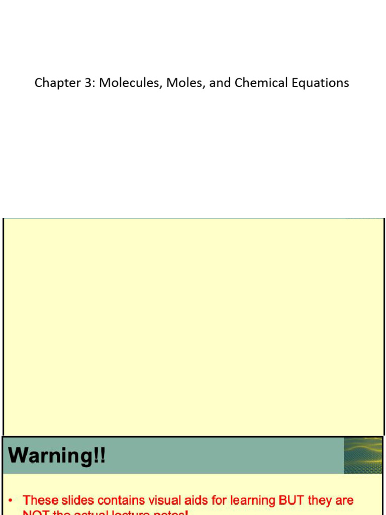 Molecules, Moles, and Chemical Equations | PDF