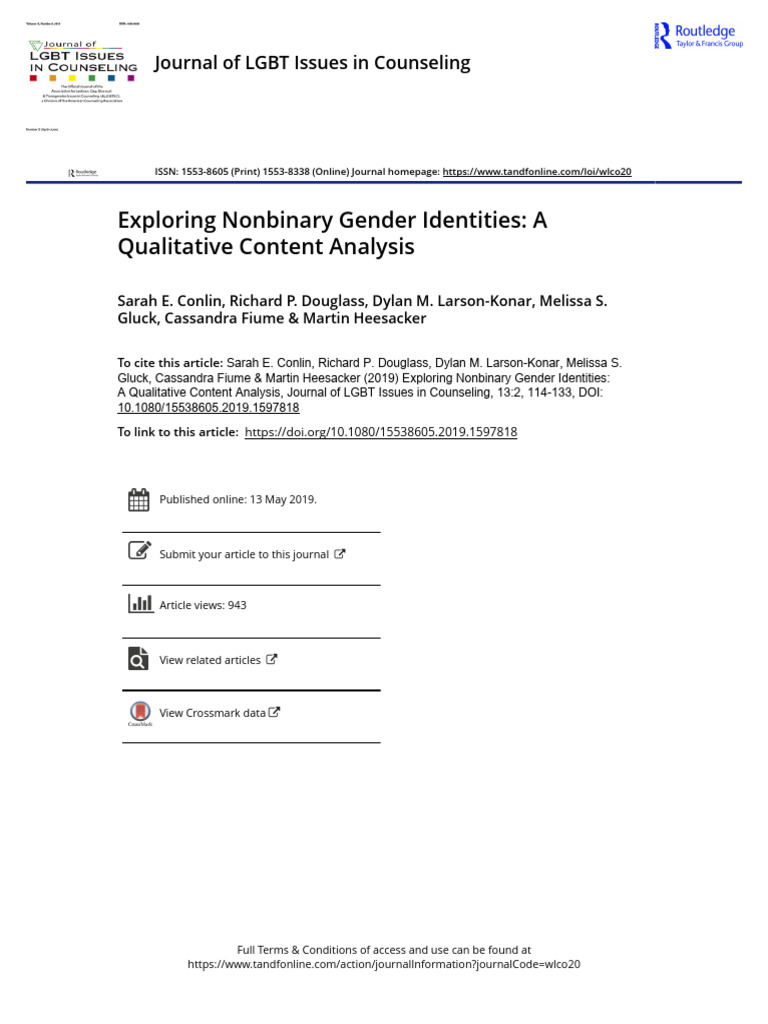 Exploring Nonbinary Gender Identities A Qualitative Content Analysis ...