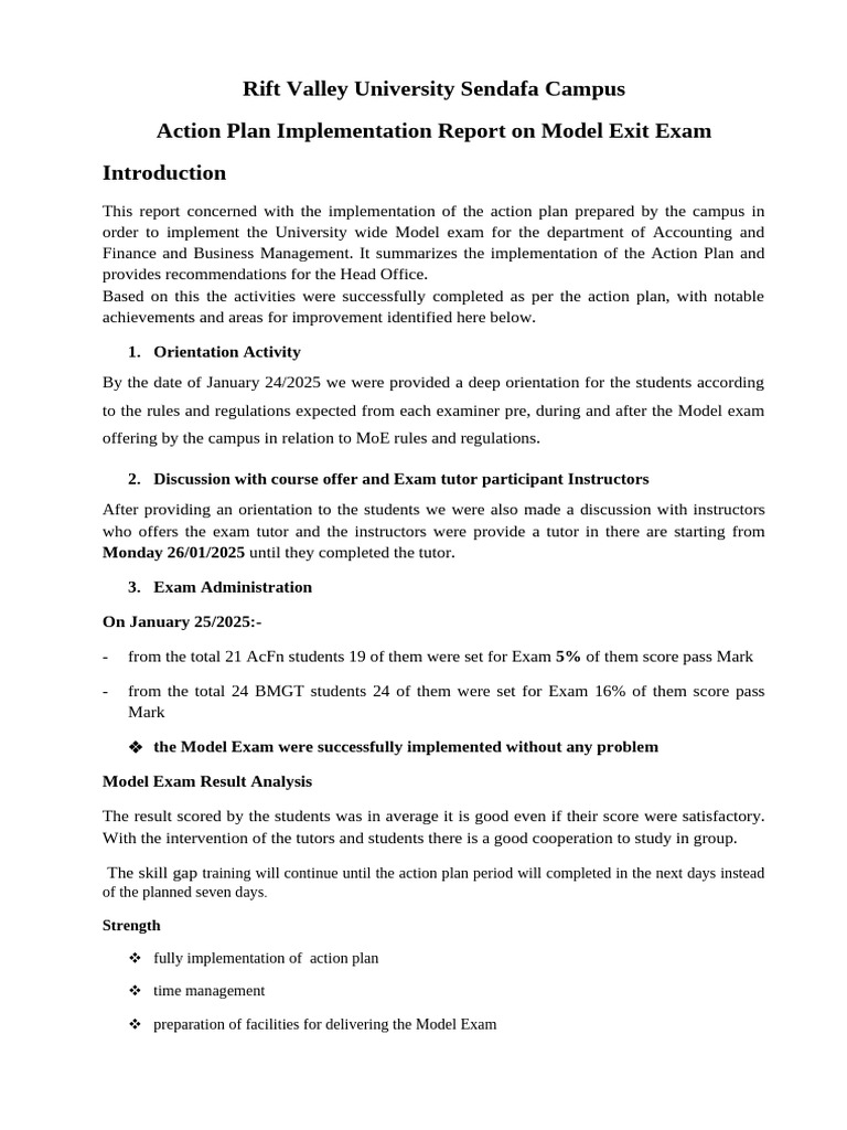 RVU Sendafa Campus Report | PDF