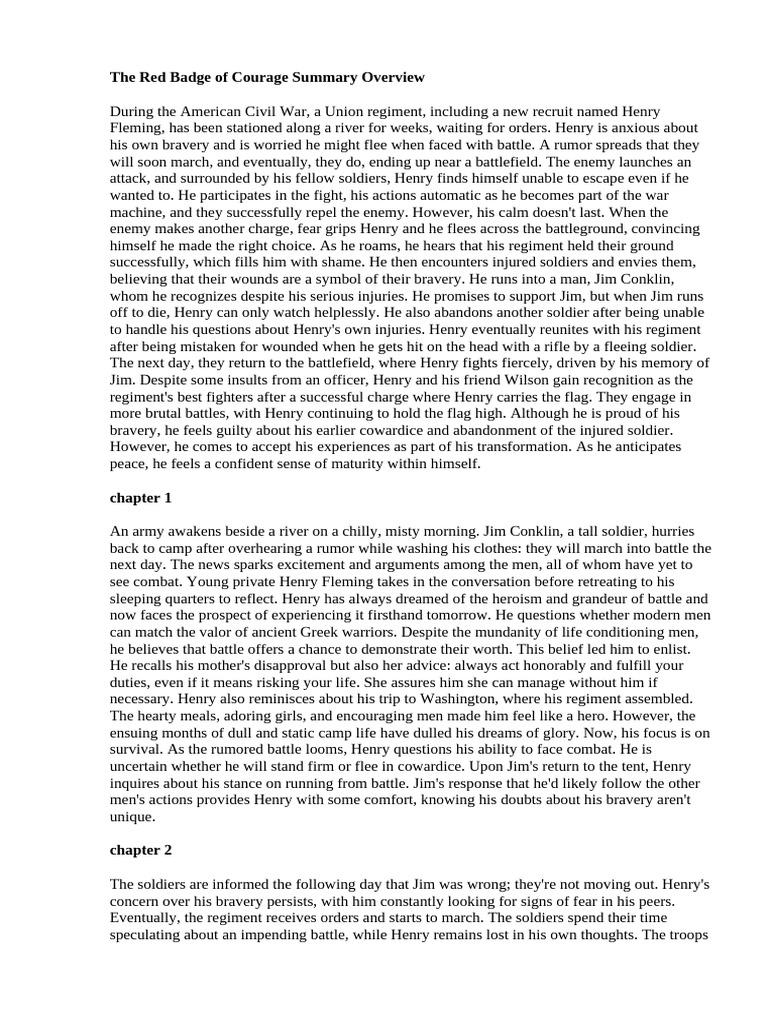 The Red Badge of Courage Summary | PDF | The Red Badge Of Courage | Courage